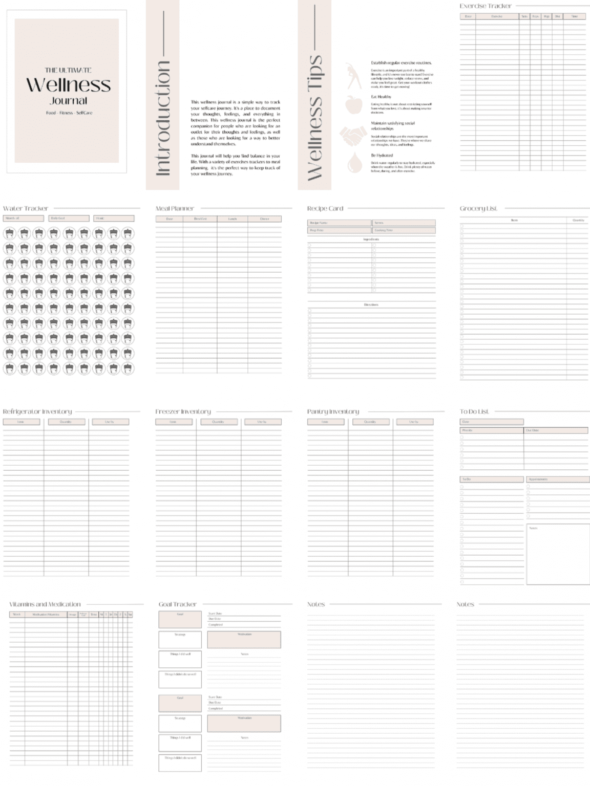 Canva Wellness Journal Templates - Kitchen Bloggers